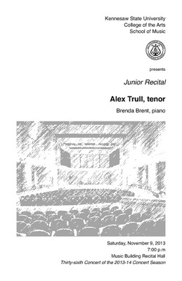 "Junior Recital: Alex Trull, tenor" by Alex Trull and Brenda Brent